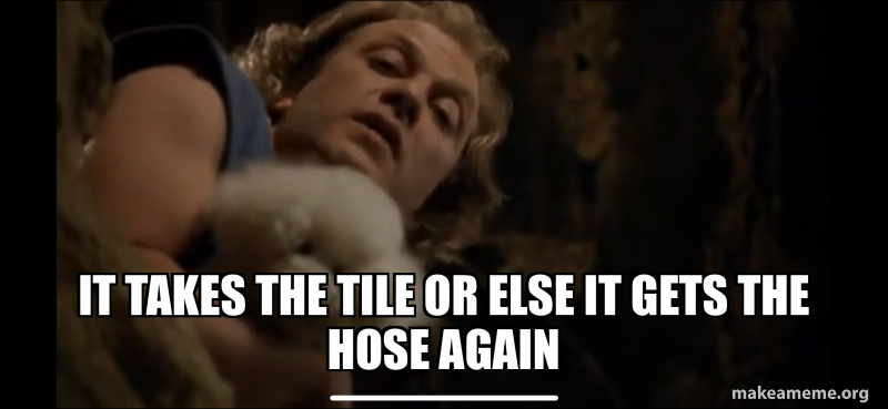 It takes the tile or else it gets the hose again Meme Generator