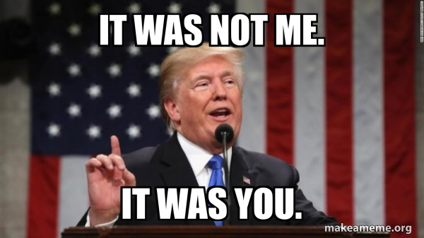 It was not me. It was you. - Donald Trump Meme Generator