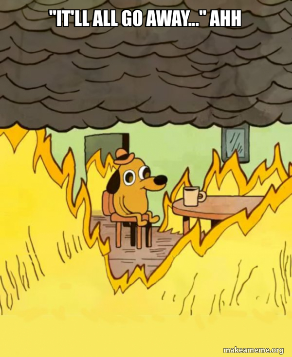 "it'll all go away..." Ahh - This Is Fine Meme Generator