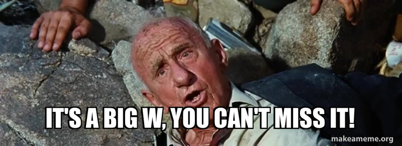 it's a big w, you can't miss it! Meme Generator