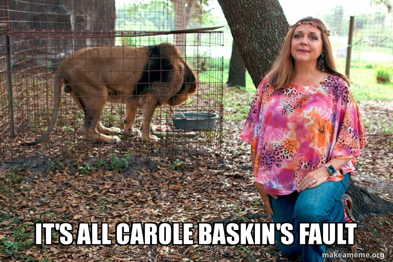 It's all Carole baskin's fault Meme Generator