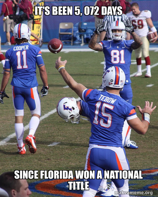 It's been 5, 072 Days Since Florida won a national title Meme Generator