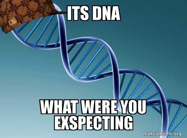 its dna what were you exspecting - Scumbag Genetics Meme Generator
