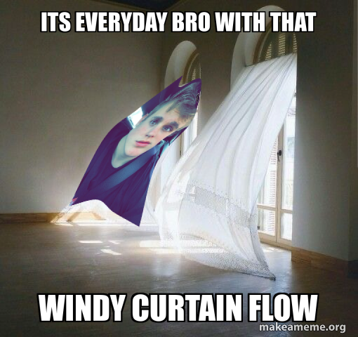 Its everyday bro with that Windy curtain flow Meme Generator