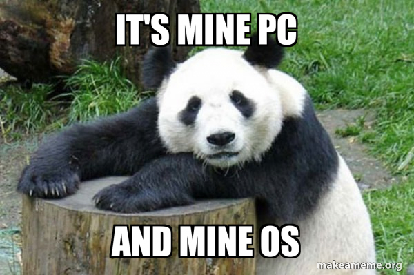 It's mine Pc and mine os - Confession Panda Meme Generator