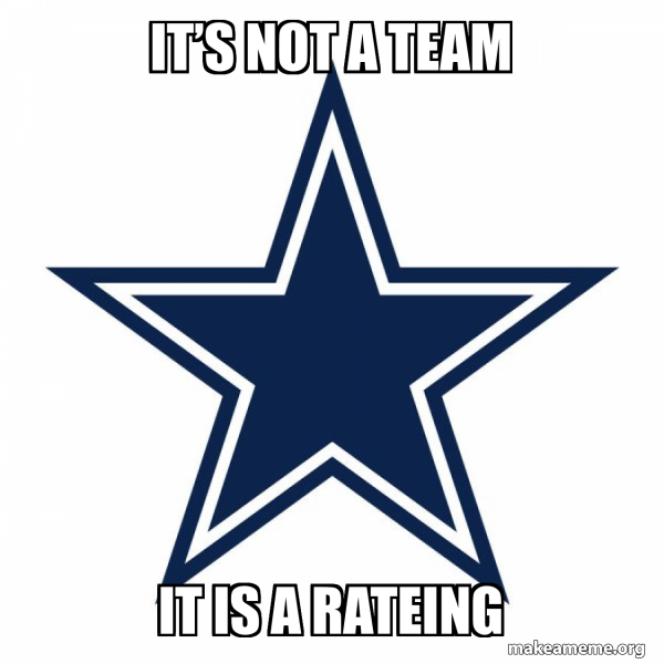 It’s not a team It is a rateing - Dallas Cowboys Meme Generator