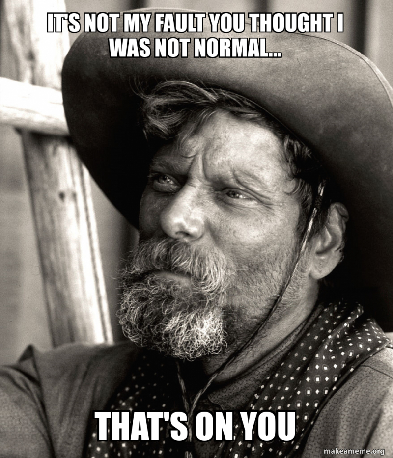 It's not my fault you thought i was not normal... That's on you Meme Generator