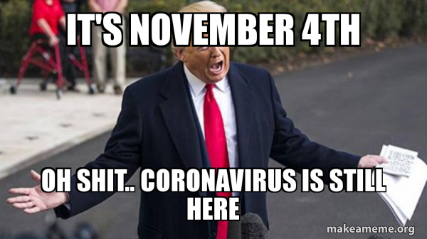 IT's November 4th oh shit.. coronavirus is still here - Trump ...