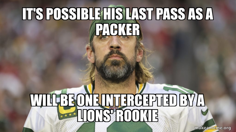 It's possible his last pass as a packer will be one intercepted by a ...