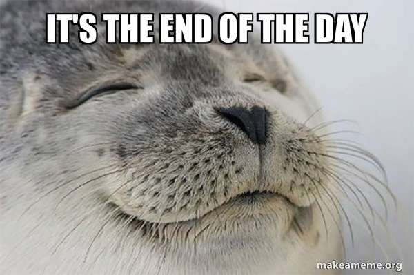 It's the end of the day - Satisfied Seal Meme Generator
