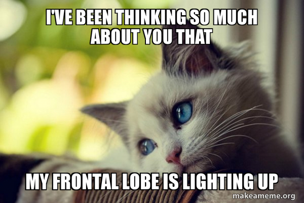 I've been thinking so much about you that my frontal lobe is lighting ...