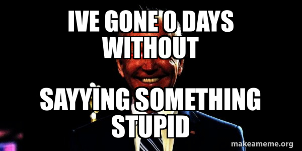 IVE GONE 0 DAYS WITHOUT SAYYING SOMETHING STUPID - Dark Brandon Meme ...
