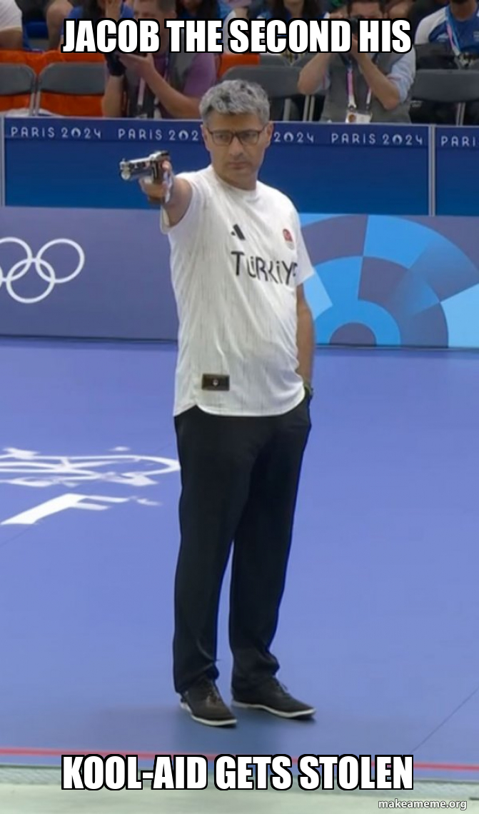 Jacob the second his Kool-Aid gets stolen - Yusuf Dikec Meme Generator