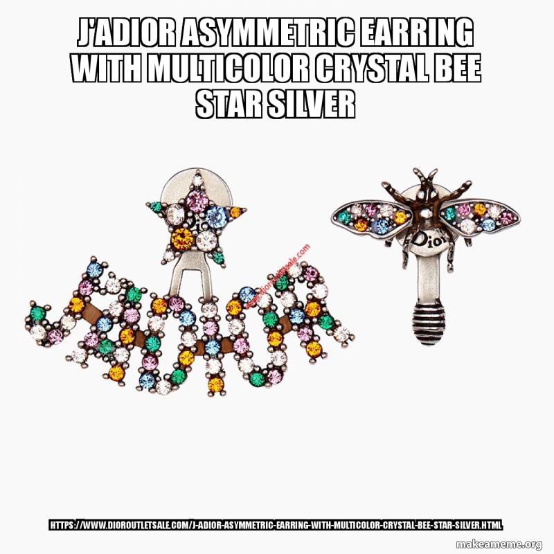 J'Adior Asymmetric Earring with Multicolor Crystal Bee Star Silver ...