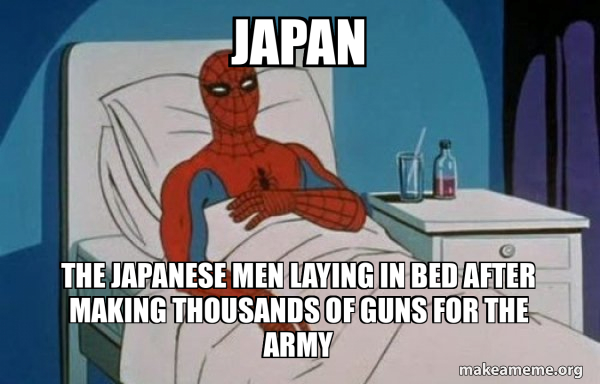 japan the japanese men laying in bed after making thousands of guns for ...