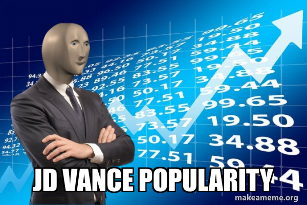 JD Vance Popularity - Stonks Only Go Up Meme Generator