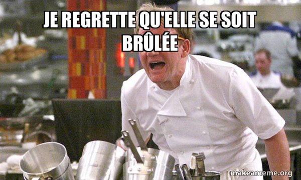 Je regrette qu'elle se soit brûlée - Gordon Ramsay Hell's Kitchen Meme ...