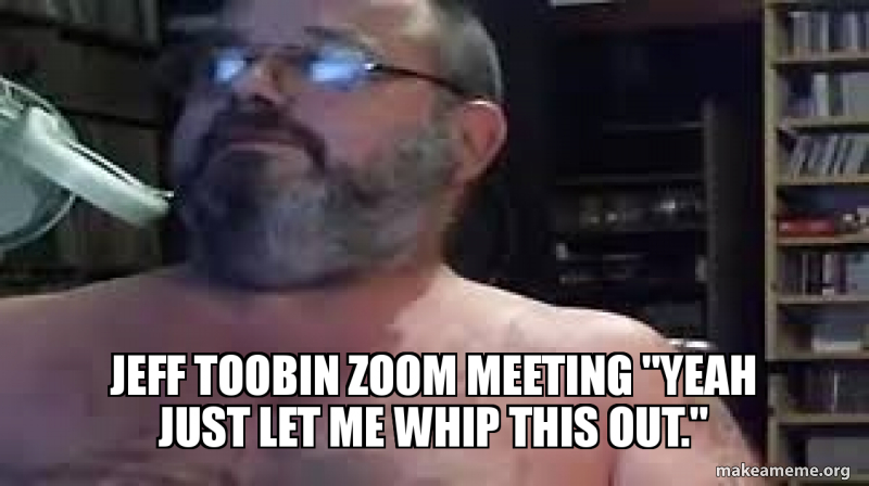 jeff toobin zoom meeting "Yeah just let me whip this out." Meme Generator
