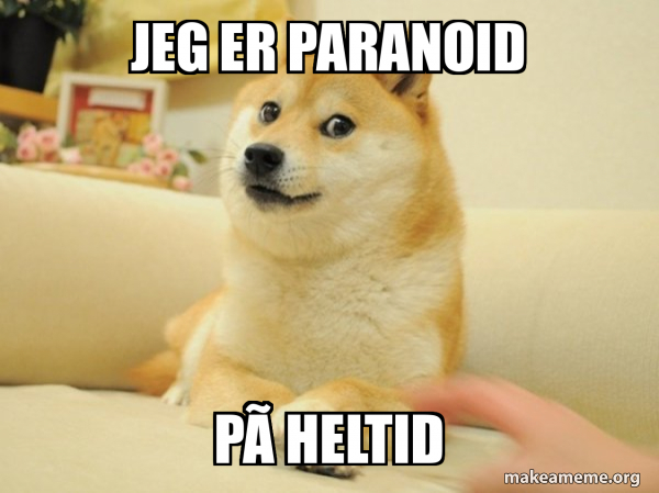Jeg er paranoid på heltid - Doge Meme Generator