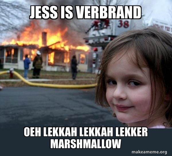 Jess is verbrand Oeh lekkah lekkah lekker marshmallow - Disaster Girl ...