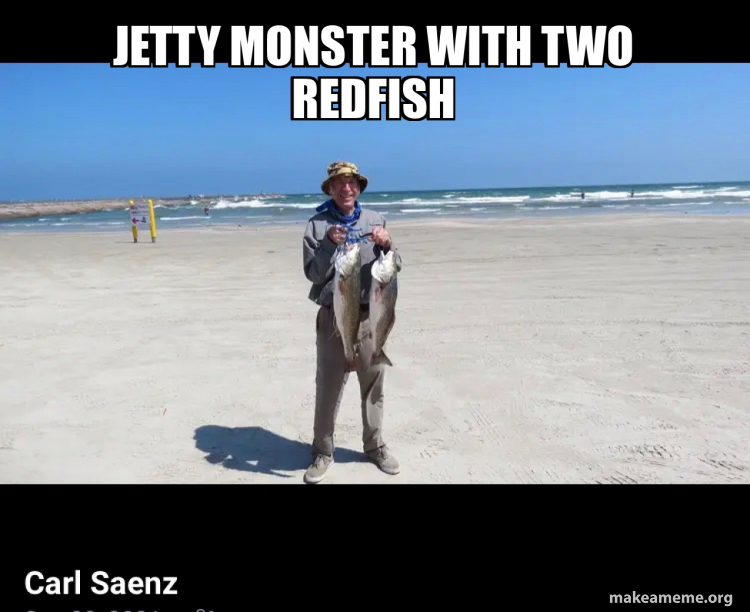 Jetty Monster with Two Redfish Meme Generator