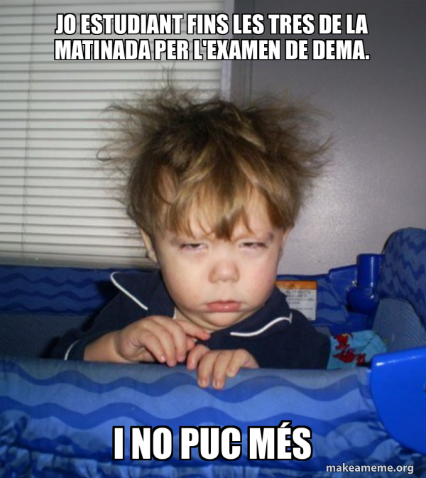 Jo estudiant fins les tres de la matinada per l'examen de dema. I no ...