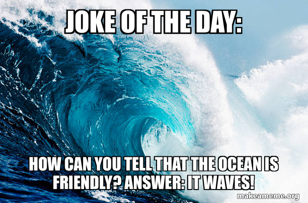 JOKE OF THE DAY: How can you tell that the ocean is friendly? Answer ...