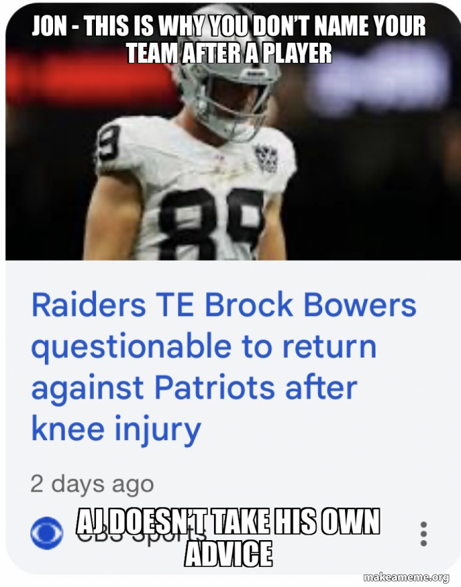 Jon - This is why you don’t name your team after a player AJ doesn’t ...
