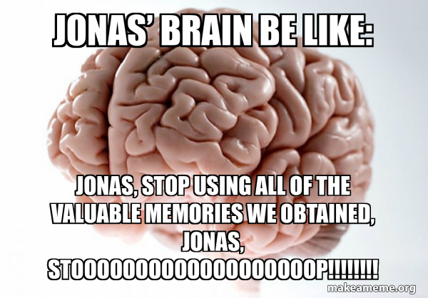 Jonas’ brain be like: JONAS, STOP USING ALL OF THE VALUABLE MEMORIES WE ...