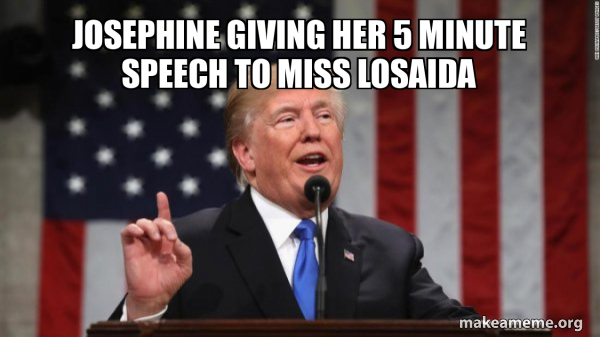 Josephine giving her 5 minute speech to miss losaida - Donald Trump ...
