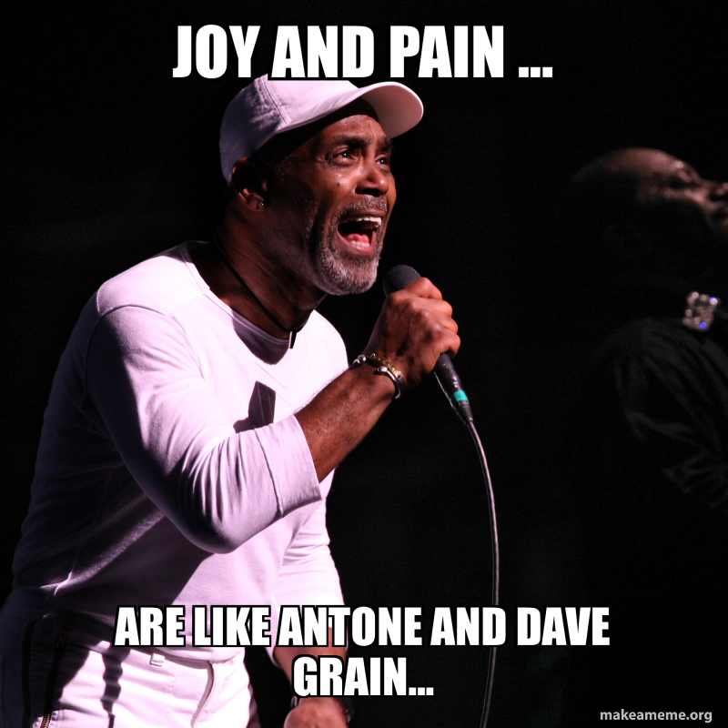 Joy and pain ... Are like Antone and Dave Grain... Meme Generator