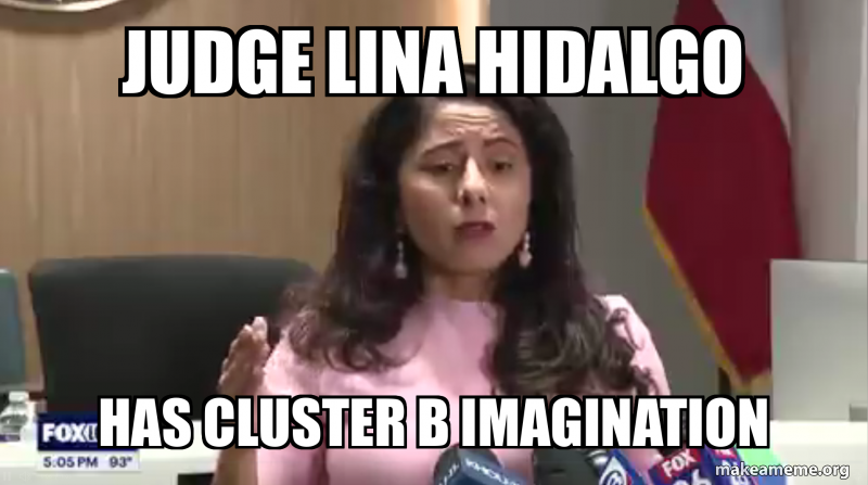 Judge Lina Hidalgo HAS cluster b imagination Meme Generator