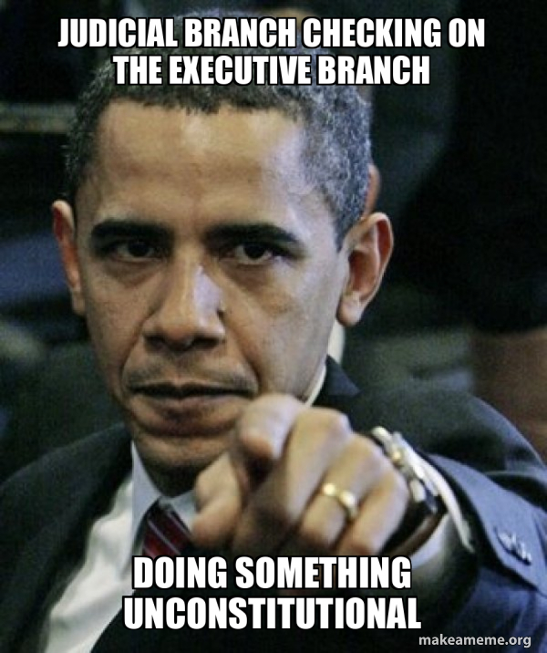 Judicial branch checking on the executive branch Doing something ...