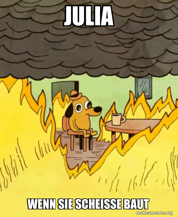 Julia Wenn Sie scheisse baut - This Is Fine Meme Generator