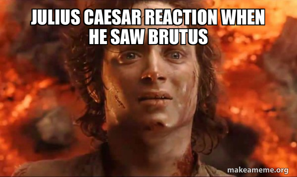 Julius caesar reaction when he saw brutus - Frodo it's over it's done ...
