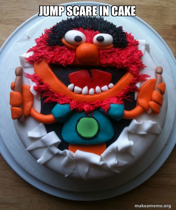 jump scare in cake - Cake Day Meme Generator