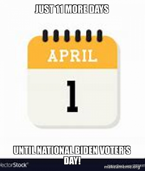 Just 11 more days until national biden voter's day! Meme Generator