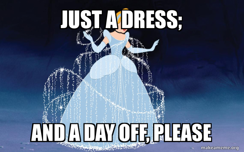 Just a dress; And a day off, please - Cinderella isn't a weakling Meme ...