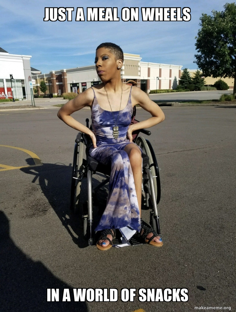 Just a meal on wheels In a world of snacks - Me Meme Generator