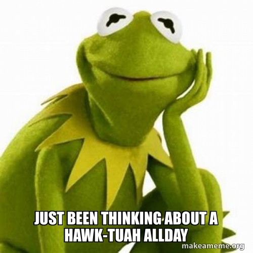 Just been thinking about a hawk-tuah allday Meme Generator