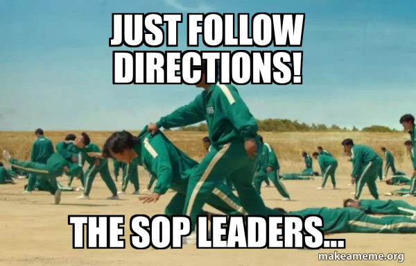 Just follow directions! The SOP leaders... - Squid Game Ali Holding ...