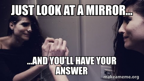 Just look at a mirror… …and you’ll have your answer Meme Generator