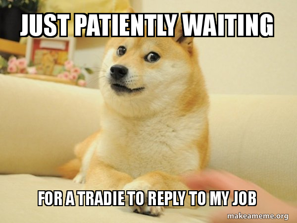 just patiently waiting for a tradie to reply to my job - Doge Meme ...