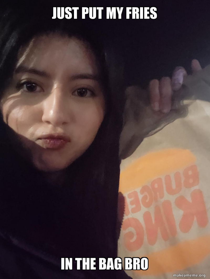 just put my fries in the bag bro Meme Generator