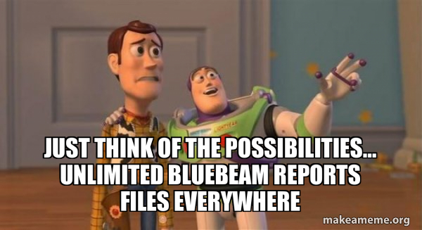 just think of the possibilities... unlimited bluebeam reports files ...