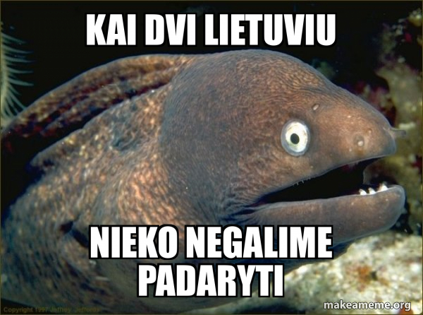 kai dvi lietuviu nieko negalime padaryti - Bad Joke Eel Meme Generator