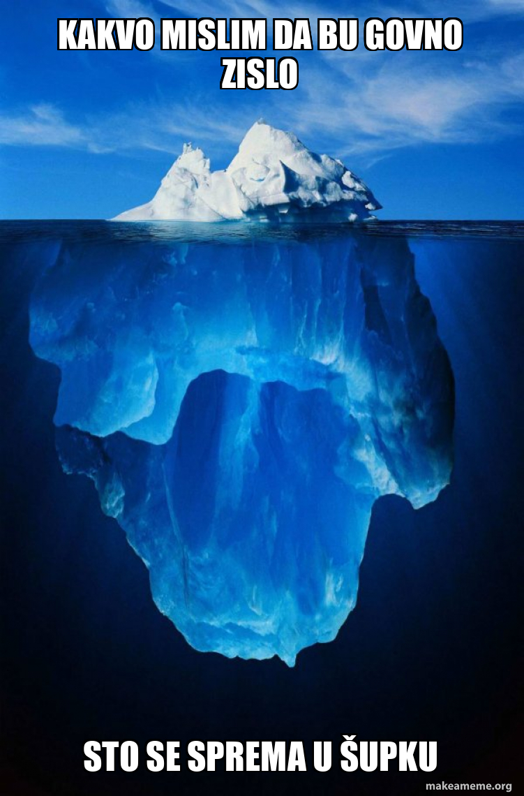 kakvo mislim da bu govno zislo sto se sprema u šupku - Iceberg Meme ...