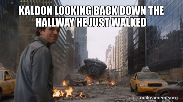 Kaldon looking back down the hallway he just walked - That's My Secret ...