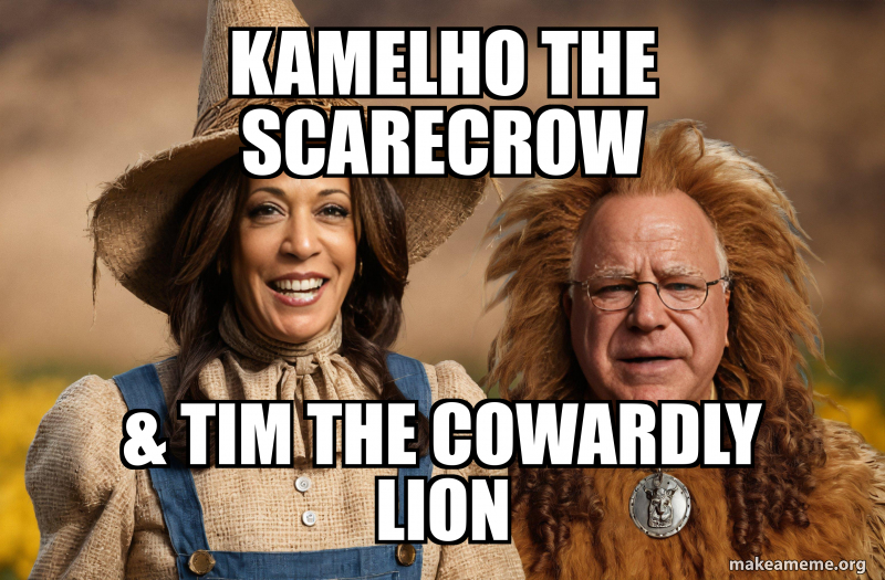 Kamelho the scarecrow & Tim the cowardly lion Meme Generator