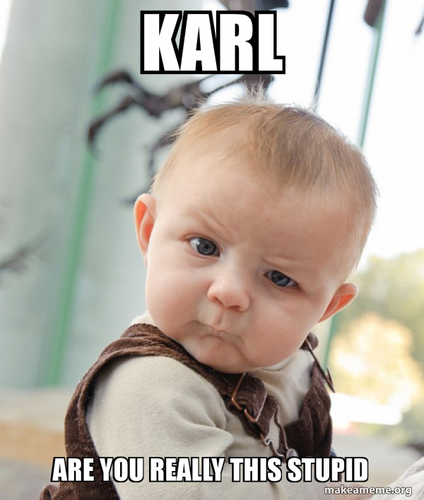 karl are you really this stupid - Skeptical Baby Meme Generator